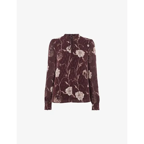 Whistles Floral-print Tie-neck Woven Blouse - Multi-coloured