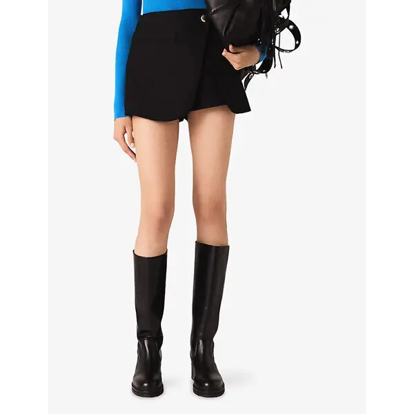 Maje Stretch-woven Wrap Shorts