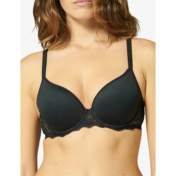 Simone Perele Caresse 3d Spacer And Stretch-lace Underwired Plunge Bra - Black