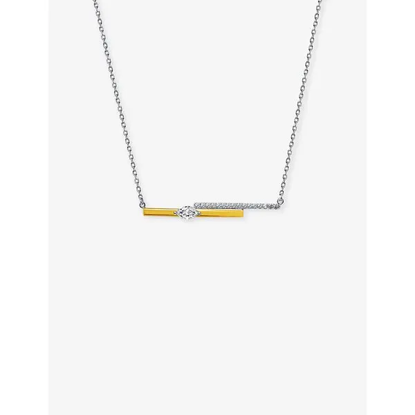 CARAT* LONDON Jaena 18ct Yellow Gold-plated Vermeil Sterling Marquise-cut Cubic Zirconia Necklace - Silver