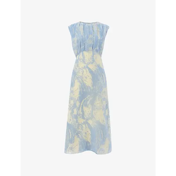 Whistles Devoré Swirl Sleeveless Velvet Midi Dress - Multi-coloured