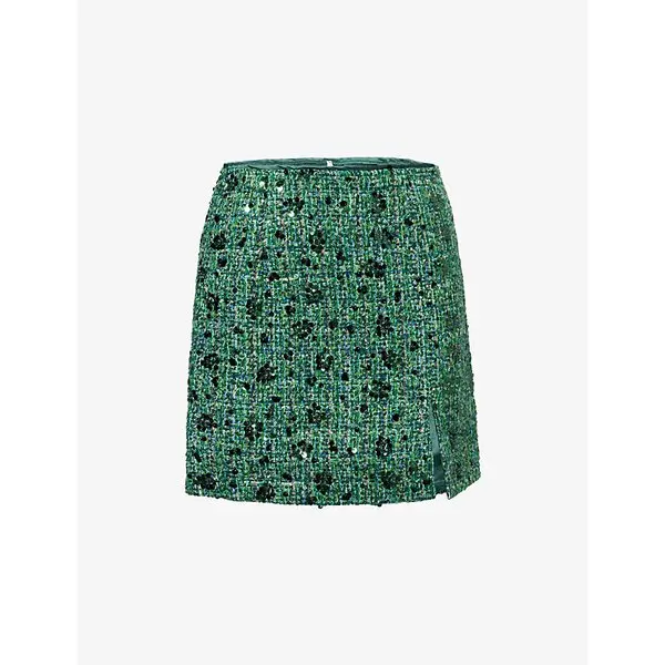 AMY LYNN Tina Bouclé Sequin Mini Skirt