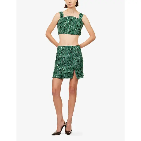 AMY LYNN Tina Bouclé Sequin Mini Skirt
