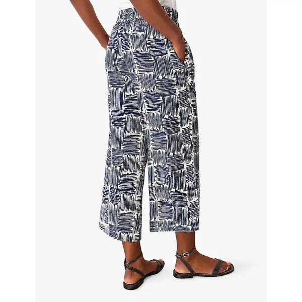 Whistles Abstract Print Cropped Woven Trousers