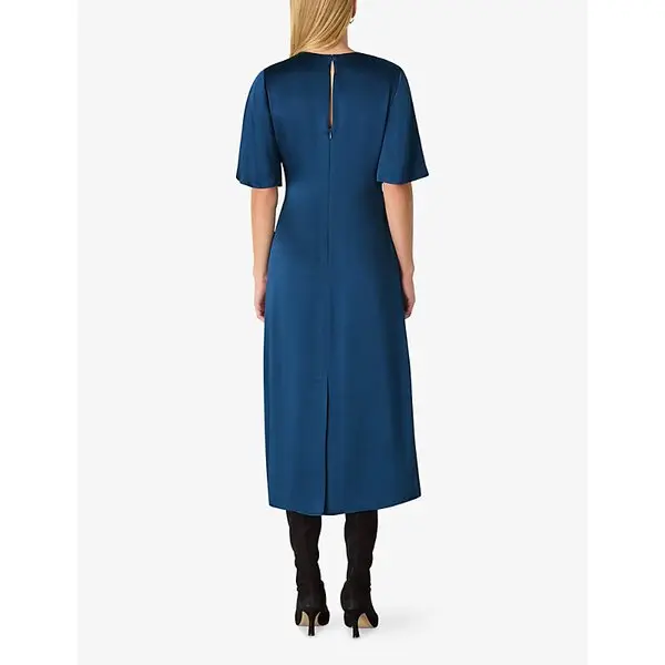 Whistles Twist-waist Satin Midi Dress