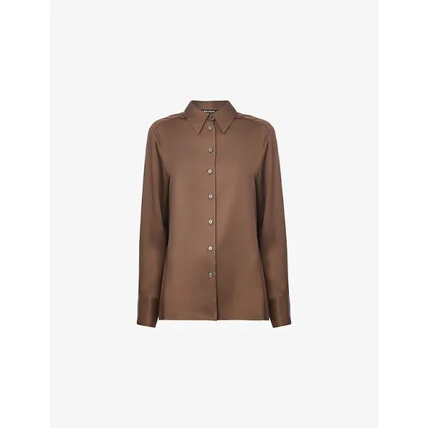 Whistles Metallic Long Sleeve Shirt - Brown