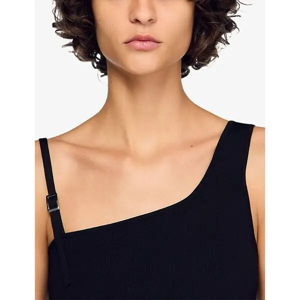 Sandro Asymmetric Slim-fit Stretch-knit Jumper
