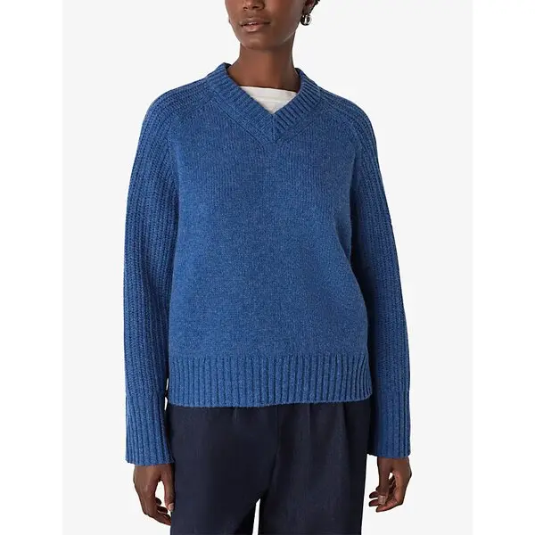 Whistles V-neck Knitted Wool Jumper