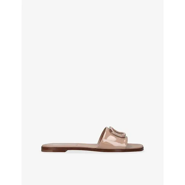Valentino Garavani Vlogo Signature Patent Leather Slides - Blush