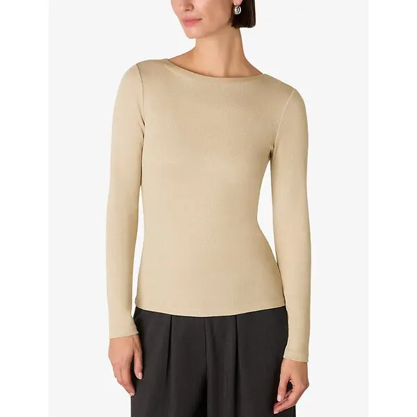 Whistles Boat-neck Stretch-knit Top