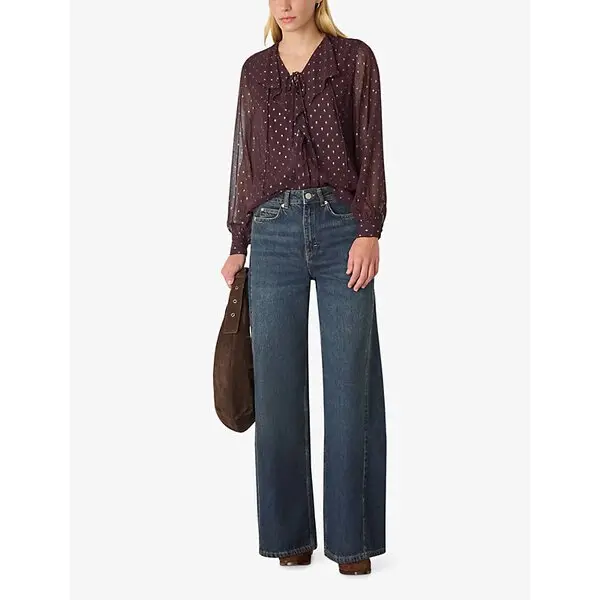 Whistles Metallic Dot-print Woven Blouse