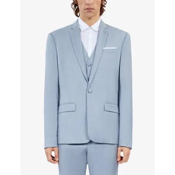 The Kooples Single-breasted Notch-lapel Wool Blazer - Blue
