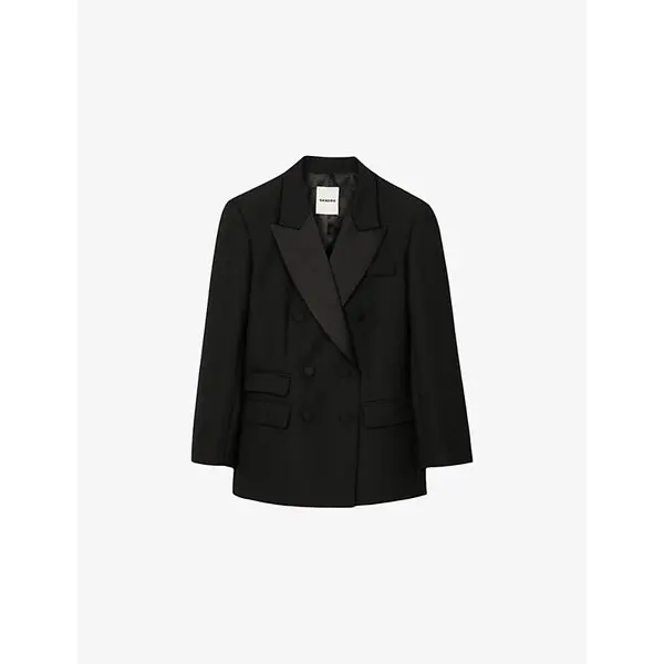 Sandro Tuxedo Double-breasted Wool-blend Jacket