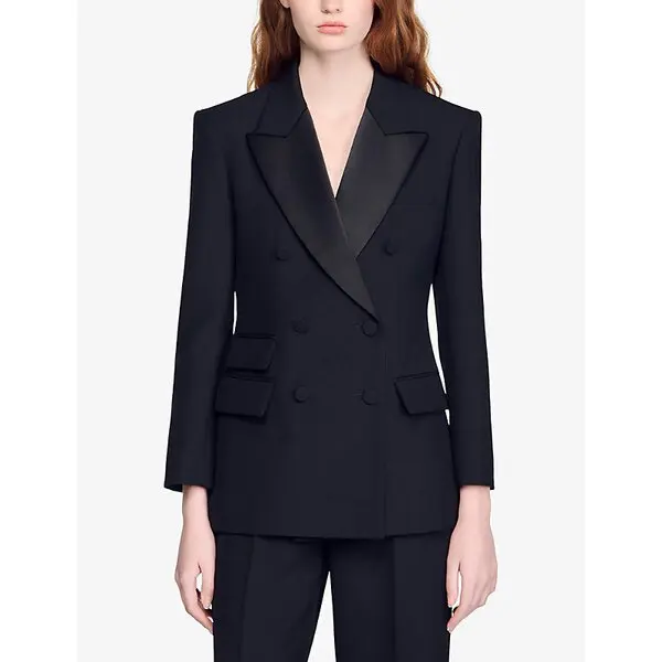 Sandro Tuxedo Double-breasted Wool-blend Jacket