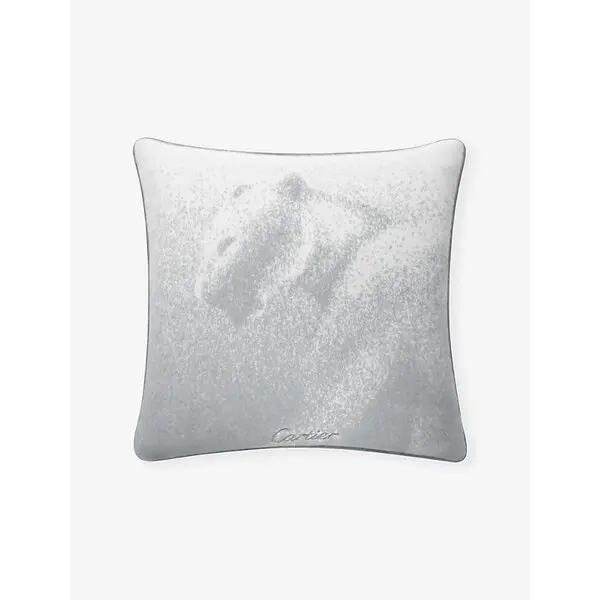 Cartier Panthère De Square Cashmere Cushion 50cm X 50cm - Grey