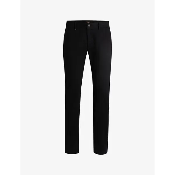 BOSS Casual Slim-fit Straight-leg Stretch-cotton Trousers - Black