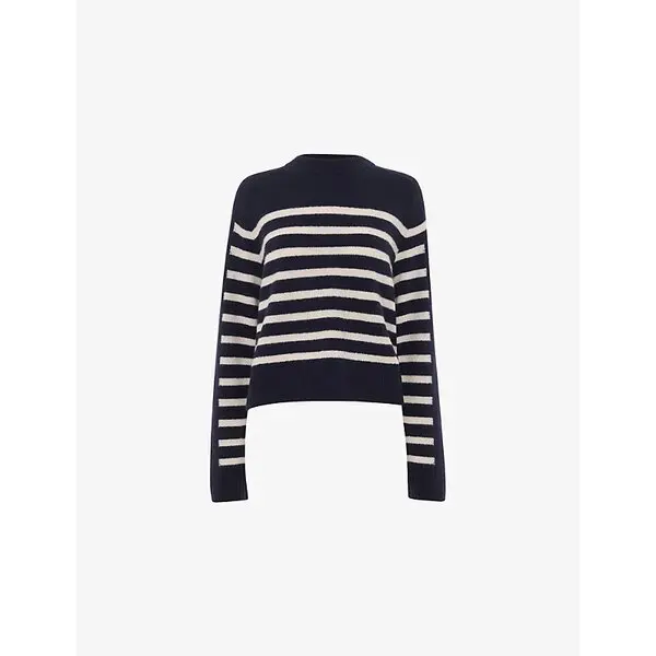 Whistles Striped Round-neck Knitted Jumper - Blue