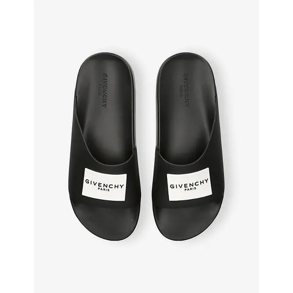 Givenchy Rubber Slides With Embossed Logo - Black