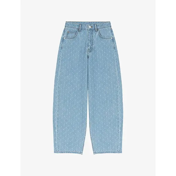 Maje Textured Balloon Leg Jeans - Blue Sky