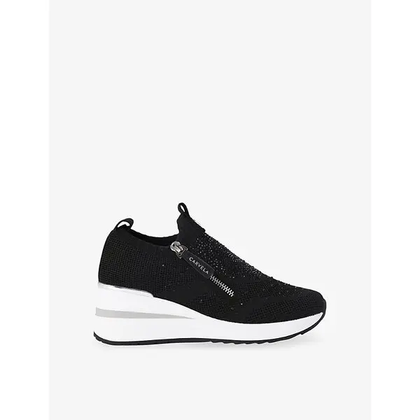 Carvela Embellished Fabric Trainers With Chunky Sole - Black
