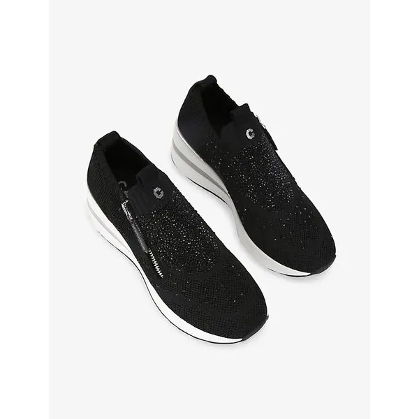 Carvela Embellished Fabric Trainers With Chunky Sole - Black