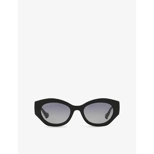 Gucci Cat Eye Acetate Sunglasses With Gradient Lenses - Black