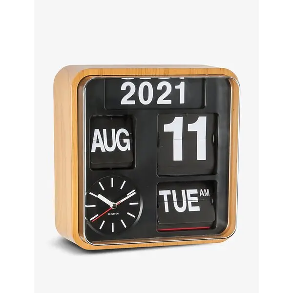KARLSSON Mini Flip Mechanical Wall Clock 24.5cm - Bamboo