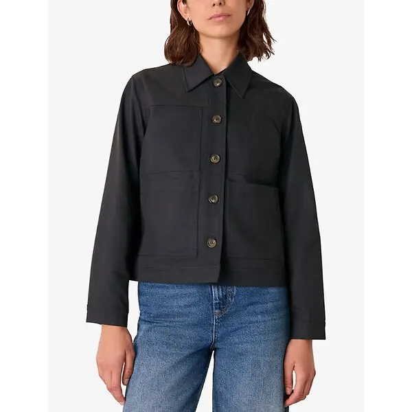 Whistles Mia Cotton And Lyocell-blend Jacket - Barely Black