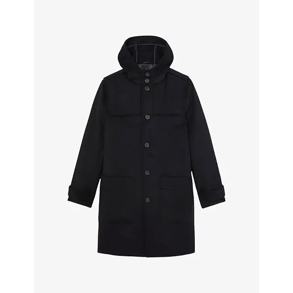 REISS Planter Hooded Wool-blend Duffle Coat