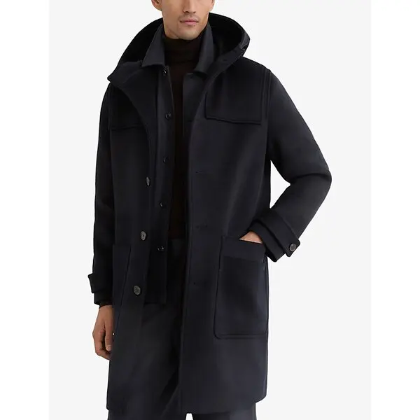 REISS Planter Hooded Wool-blend Duffle Coat