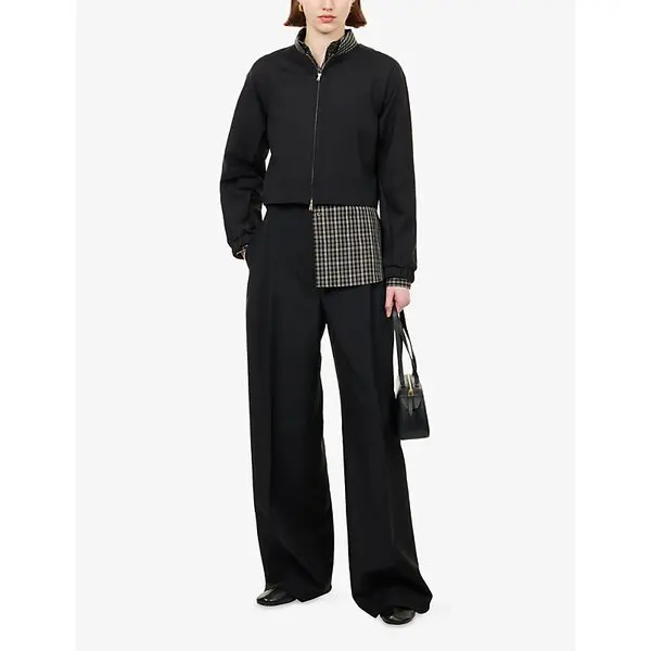 Max Mara Collarless Boxy Stretch-woven Jacket - Black