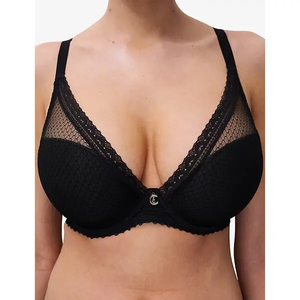 Chantelle Romance Lace-overlay Bra - Black