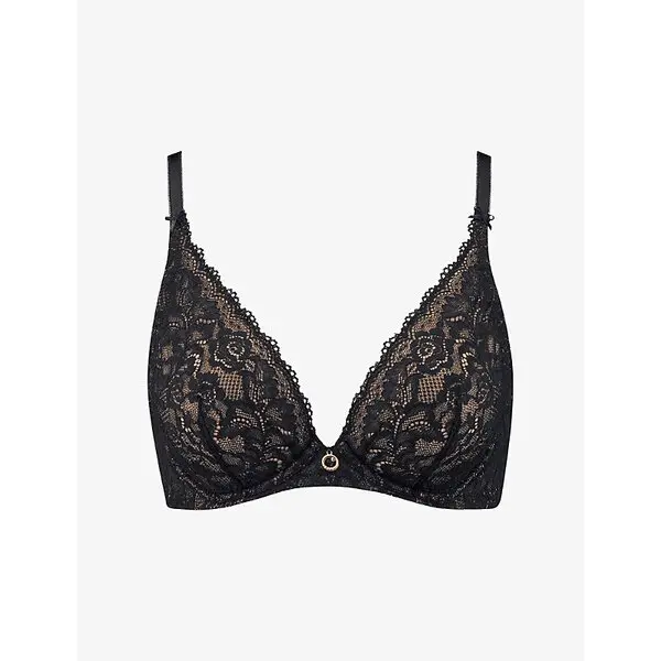 AUBADE Rosessence Underwired Stretch-lace Plunge Bra - Noir