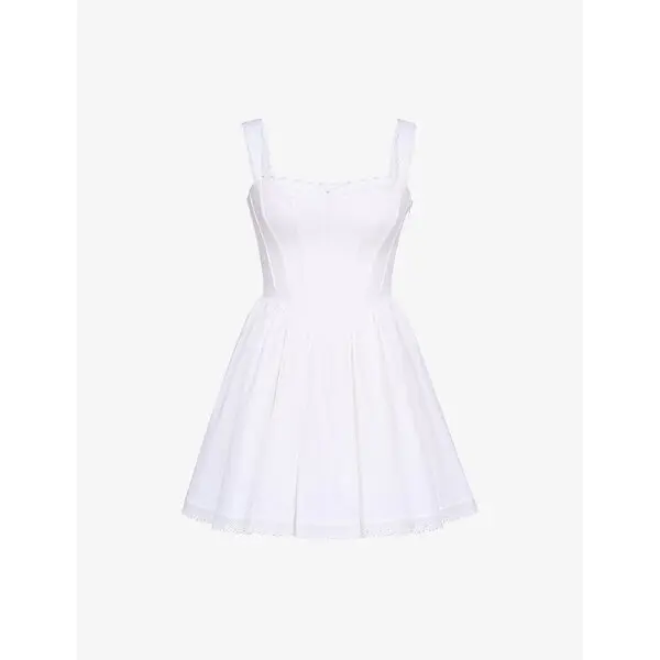 House Of Cb Corset-bodice Stretch-cotton Mini Dress - White