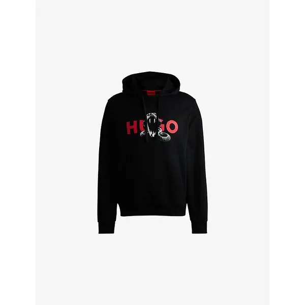Hugo Cotton Jersey Hoodie With Graphic Print