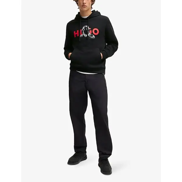 Hugo Cotton Jersey Hoodie With Graphic Print