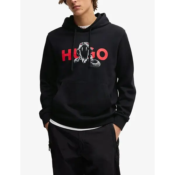 Hugo Cotton Jersey Hoodie With Graphic Print