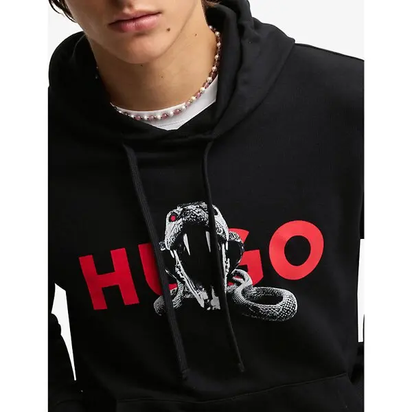 Hugo Cotton Jersey Hoodie With Graphic Print