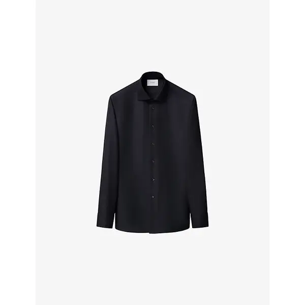 Eton Houndstooth King Long-sleeve Contemporary-fit Cotton Twill Shirt