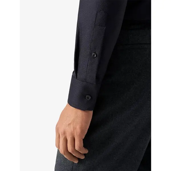 Eton Houndstooth King Long-sleeve Contemporary-fit Cotton Twill Shirt