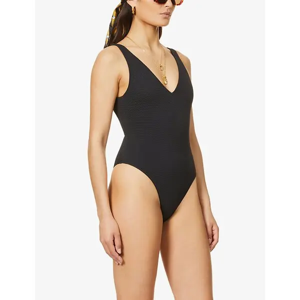 Seafolly Textured V-neck Swimsuit - Black