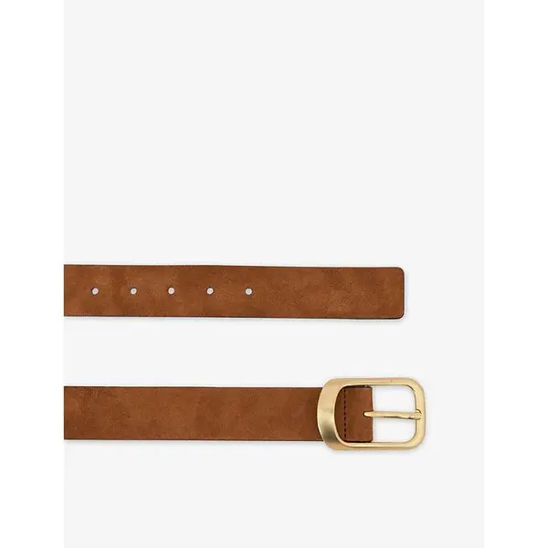 REISS Evie Curved-buckle Suede Belt