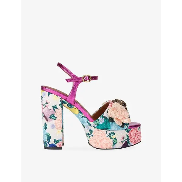 Kurt Geiger Kensington Platform Leather Sandals - Bone/comb