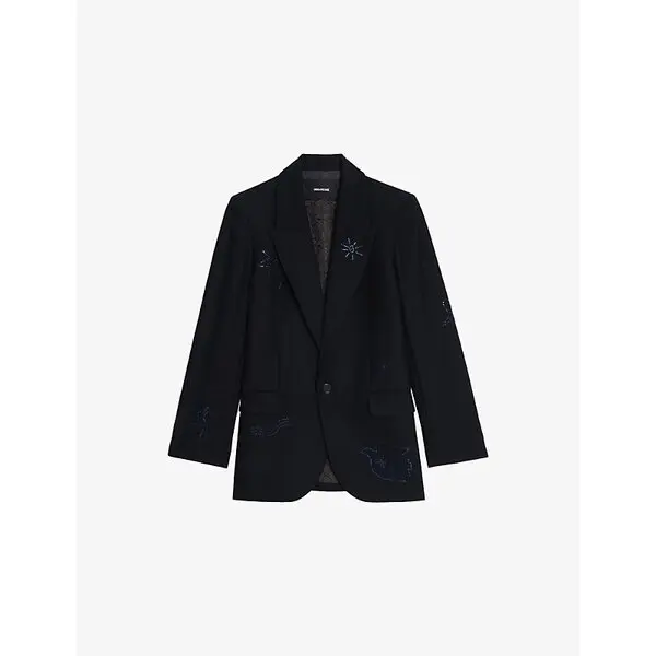 Zadig&Voltaire Vival Rhinestone Embellished Stretch-woven Blazer - Anthracite