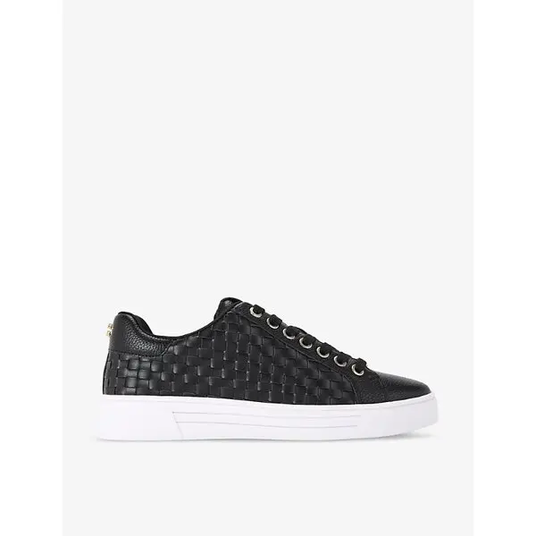 Carvela Daze Weave Logo-plaque Faux-leather Low-top Trainers - Black