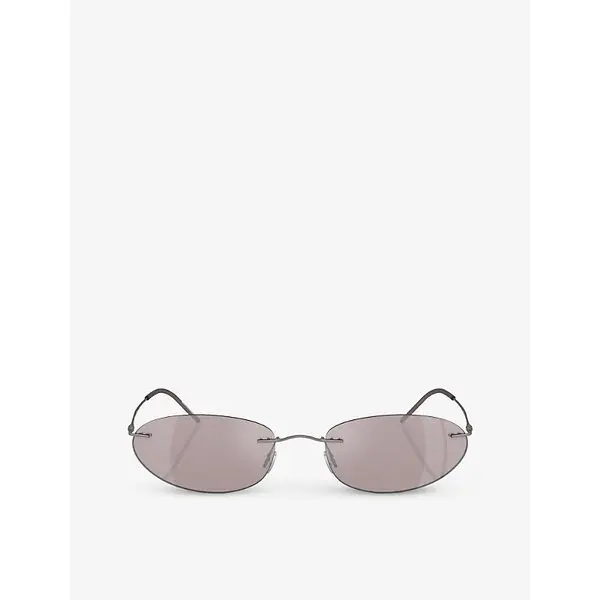 Giorgio Armani Oval-frame Metal Sunglasses - Silver
