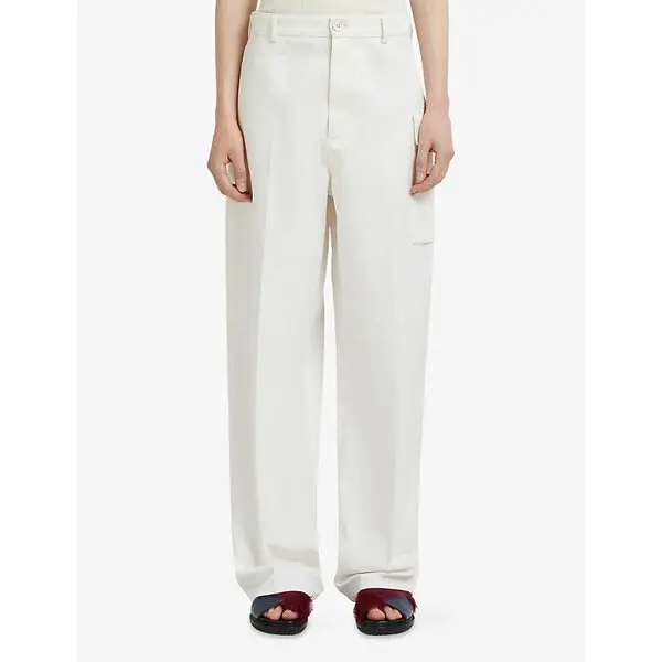 Marni Logo-patch Cotton Gabardine Cargo Trousers - 00w01