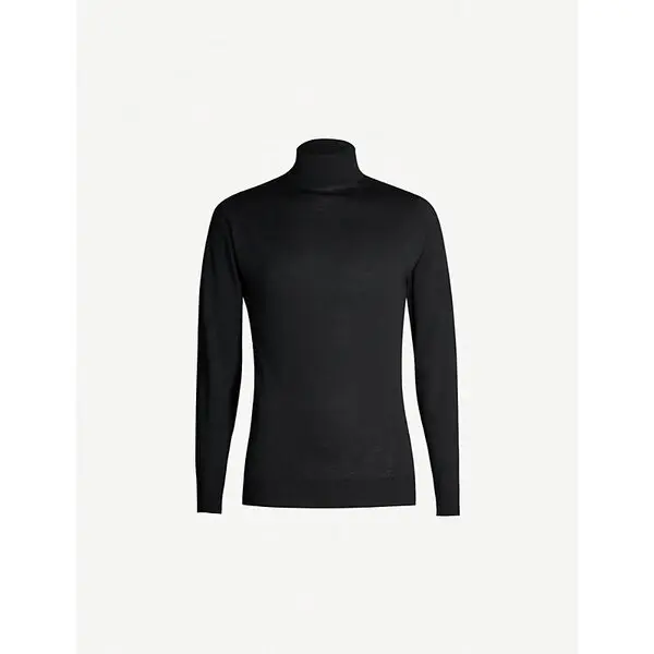 John Smedley Cherwell Turtleneck Wool Jumper - Black