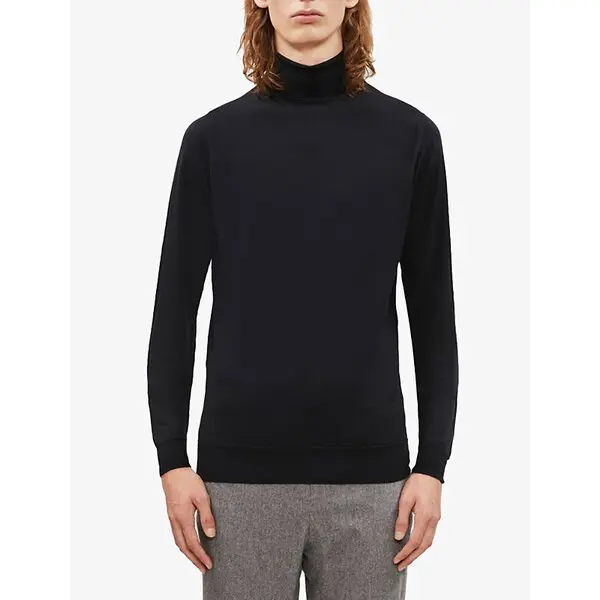 John Smedley Cherwell Turtleneck Wool Jumper - Black