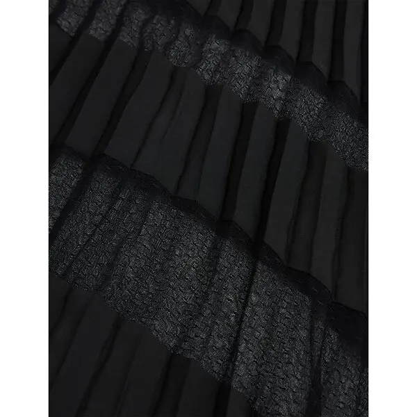 The Kooples Sheer-panel Asymmetric Hem Woven Midi Skirt